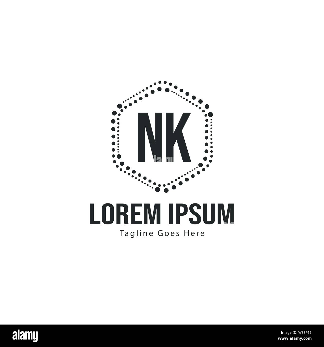 Initial NK logo template with modern frame. Minimalist NK letter logo ...