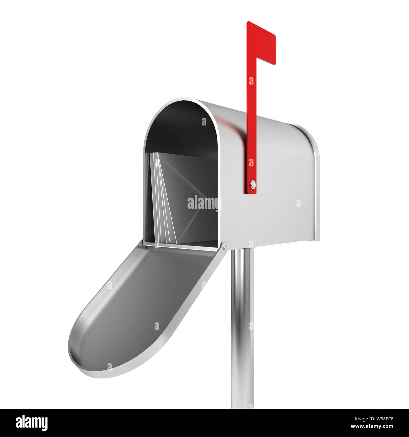Silver mailbox. 3d illustration isolated on white background Stock ...