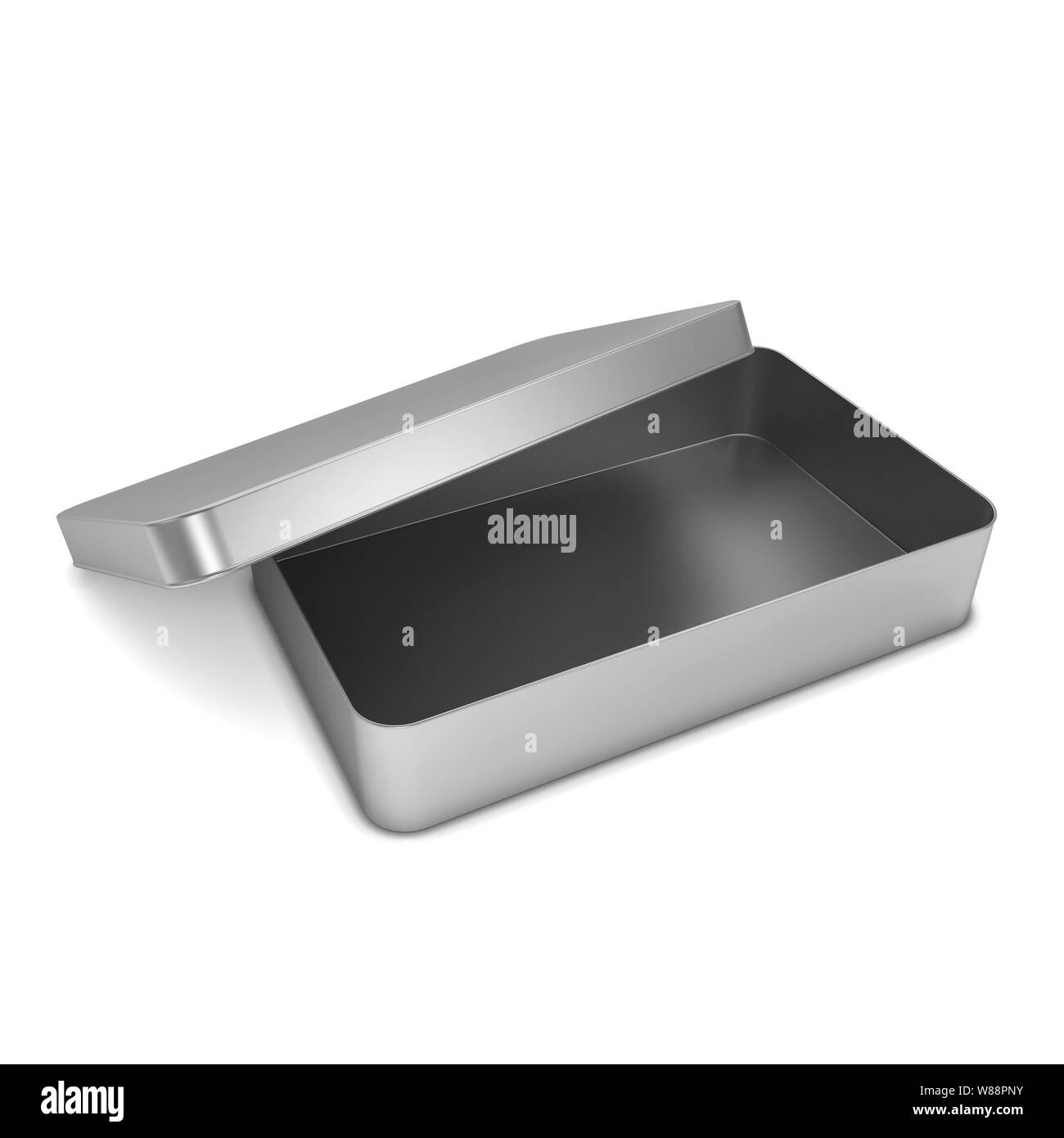 Metal box. 3d illustration isolated on white background Stock Photo - Alamy