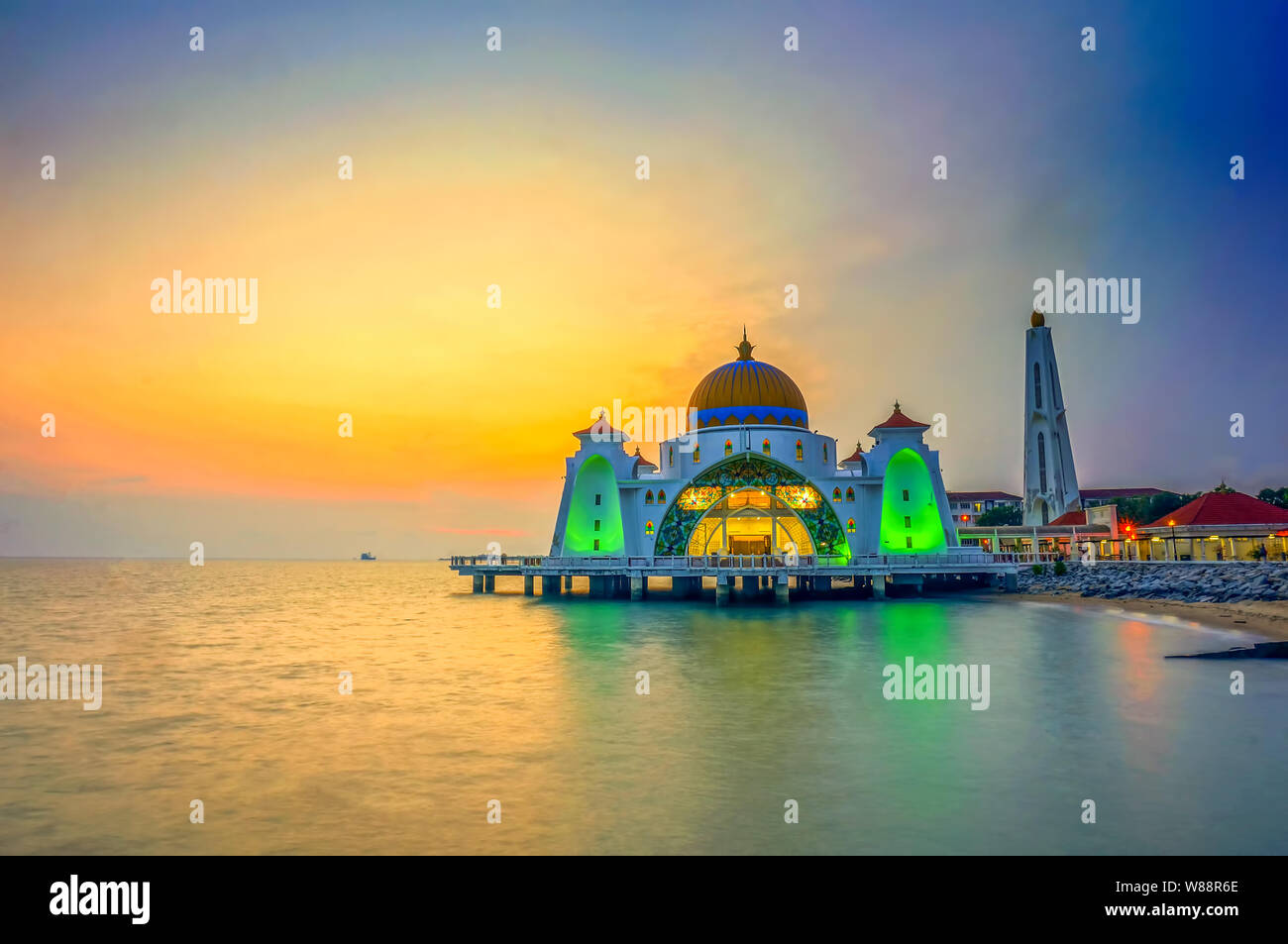 Malacca Straits Mosque ( Masjid Selat Melaka), It is a mosque located ...