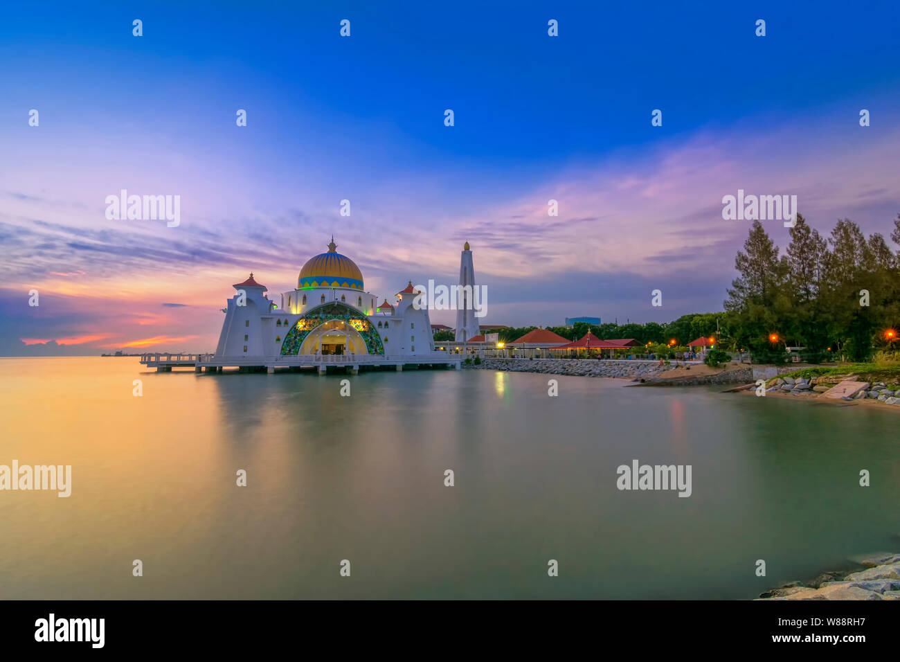 Malacca Straits Mosque ( Masjid Selat Melaka), It is a mosque located ...
