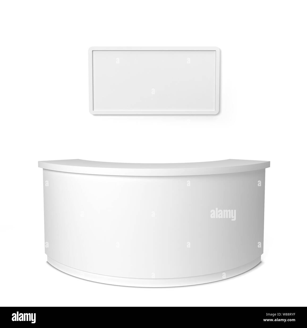 Blank reception counter. 3d illustration isolated on white background ...