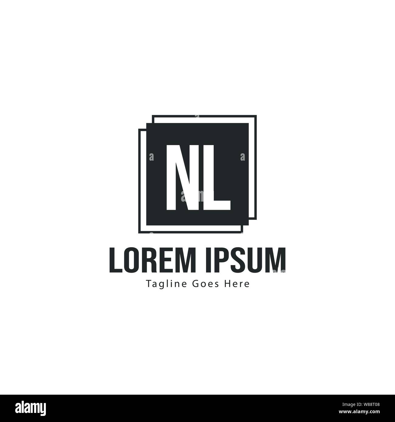 Initial NL logo template with modern frame. Minimalist NL letter logo ...