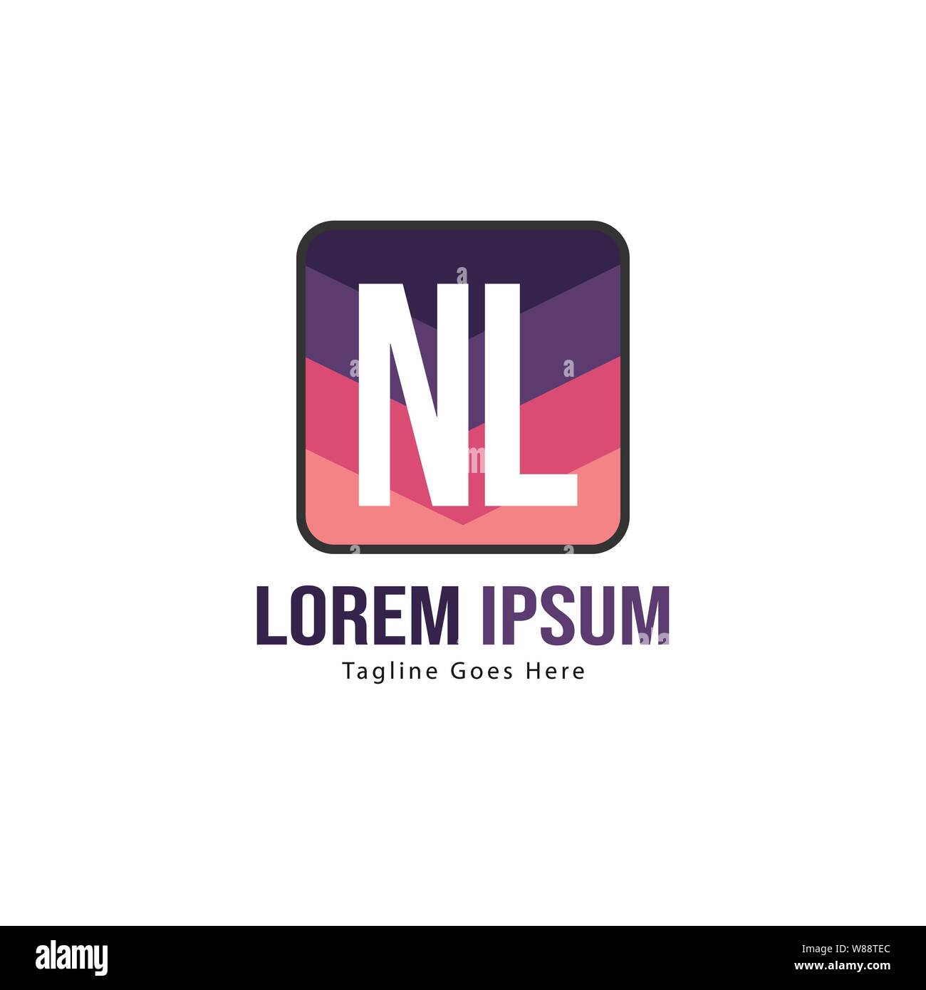 Initial NL logo template with modern frame. Minimalist NL letter logo ...