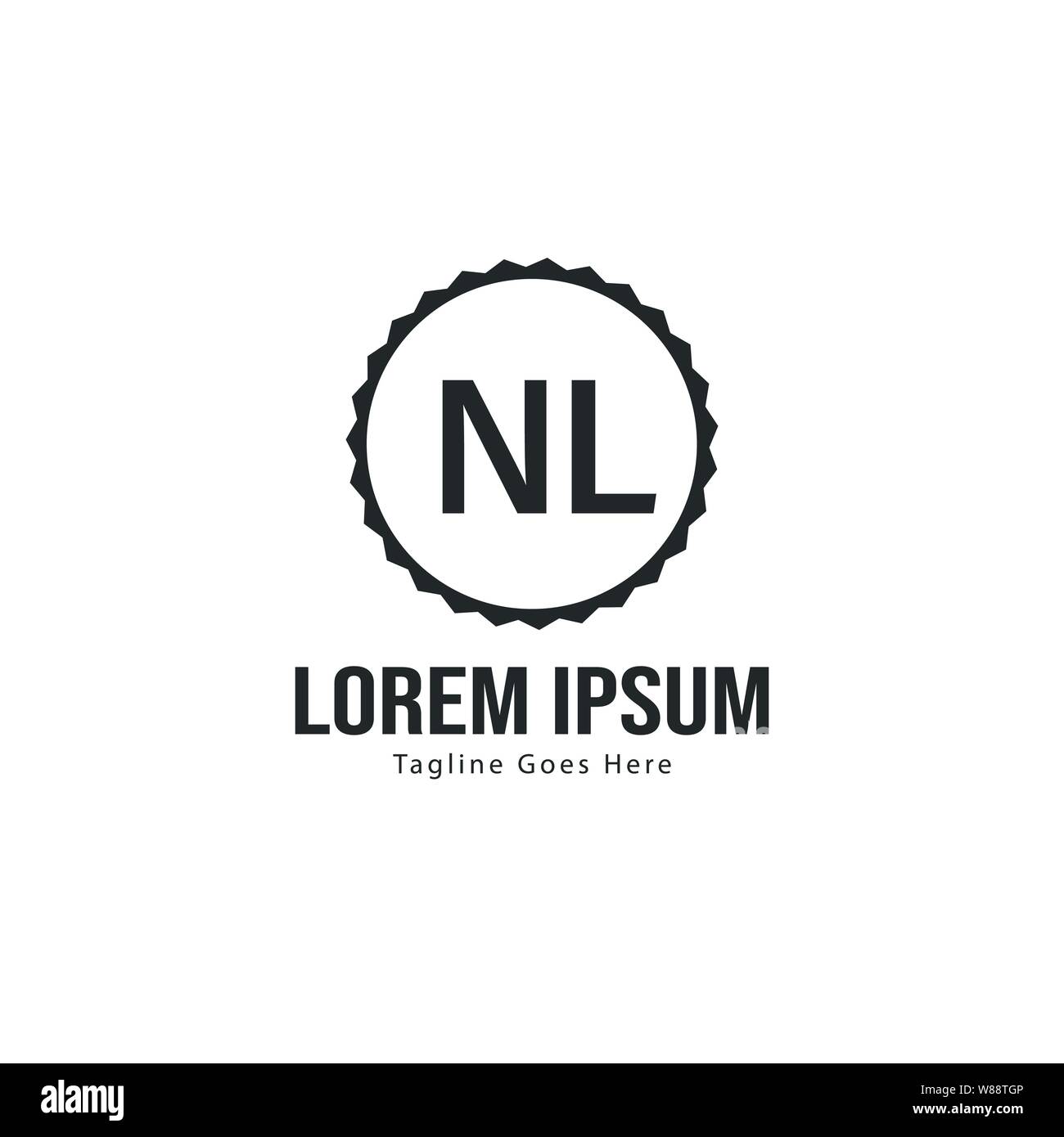 Initial NL logo template with modern frame. Minimalist NL letter logo ...
