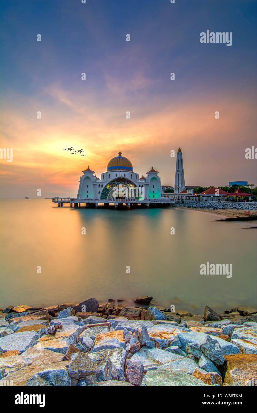Malacca Straits Mosque ( Masjid Selat Melaka), It is a mosque located ...