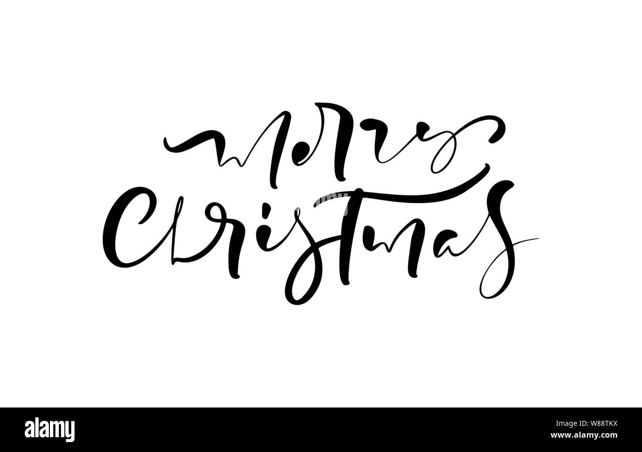 Merry Christmas vector Calligraphic text. Lettering design card ...