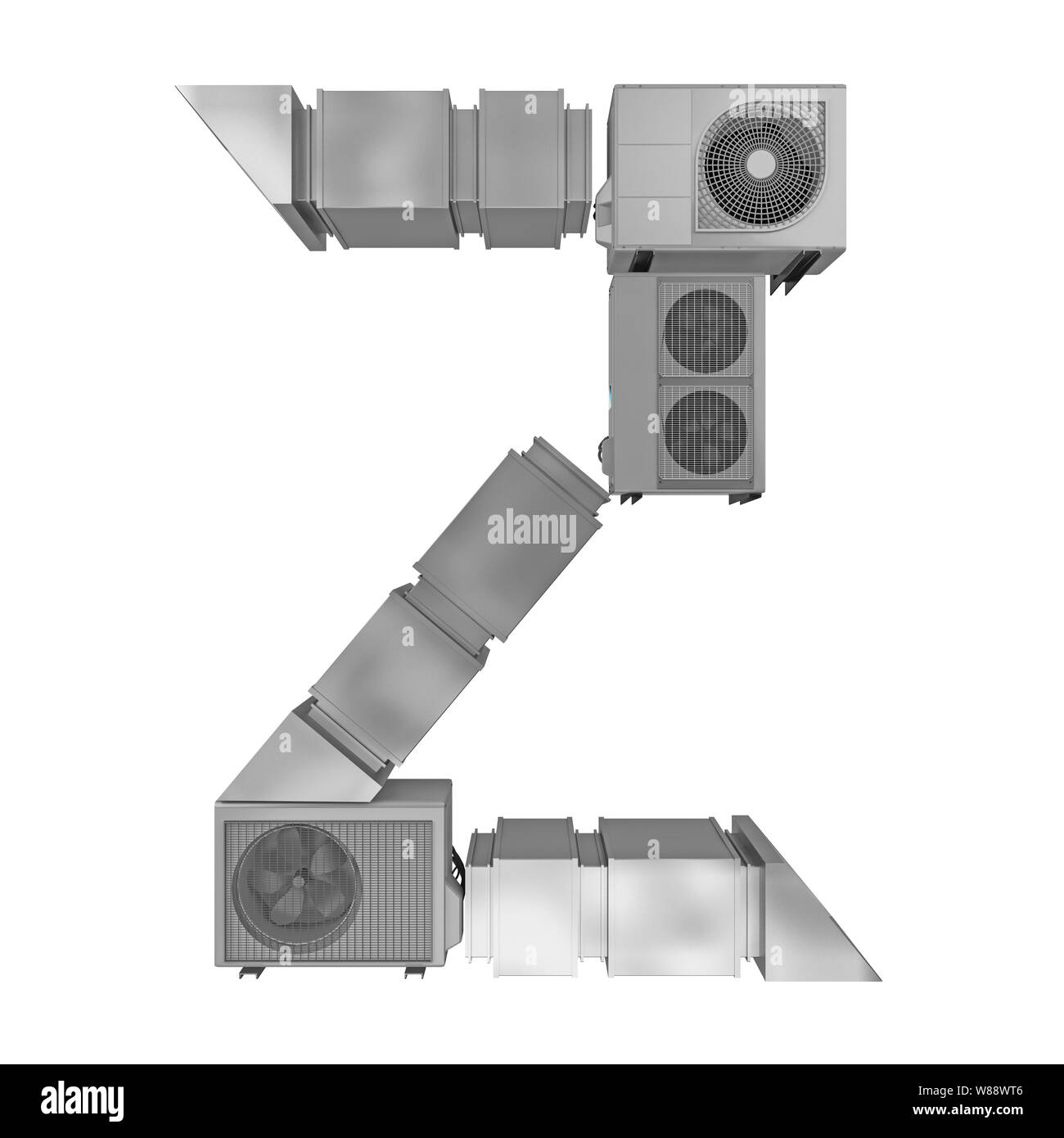 letter Z of air conditioning and ventilation pipes. 3d rendering Stock ...