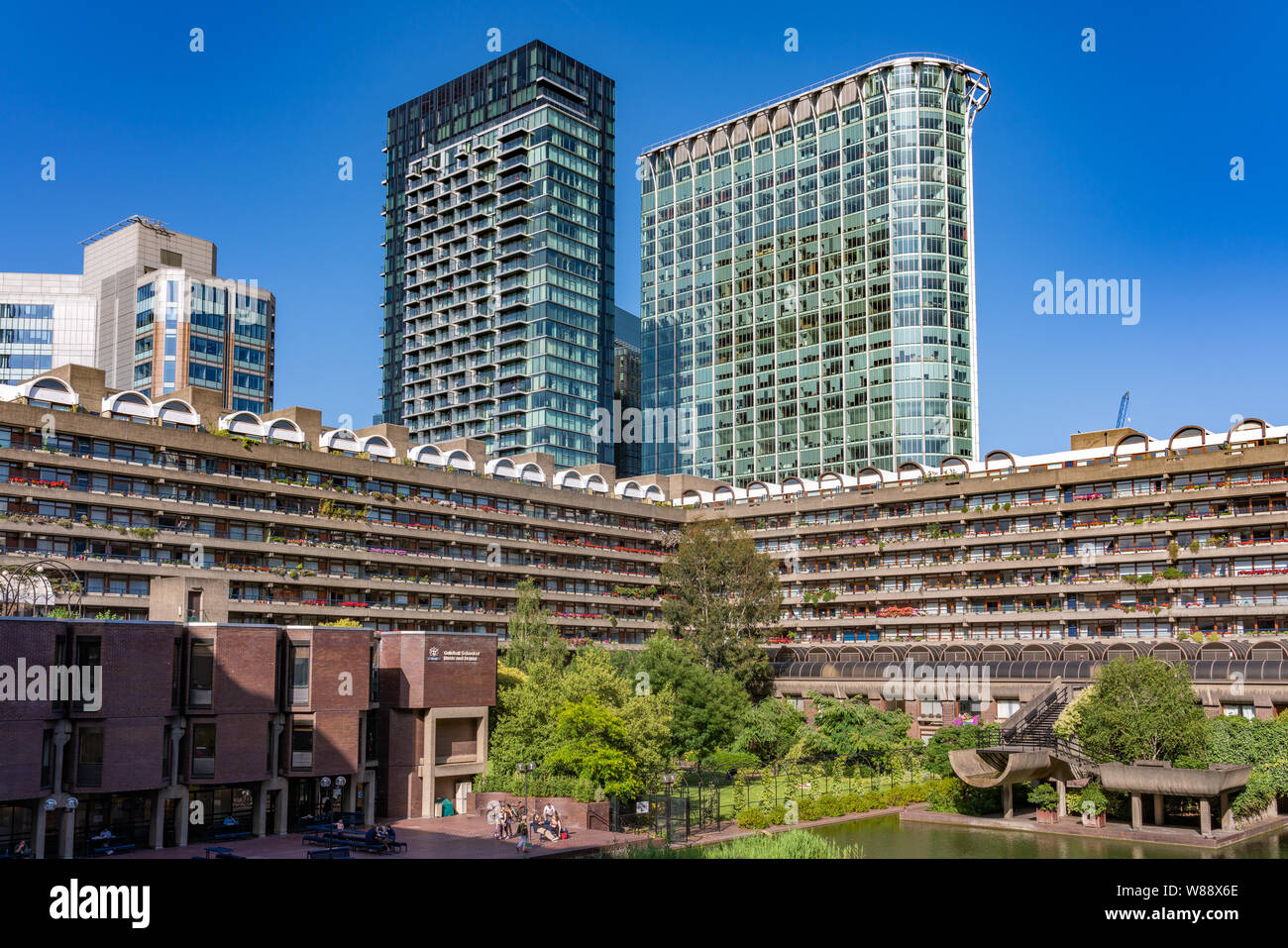 View of the Barbican Centre with city buildings Stock Photo - Alamy