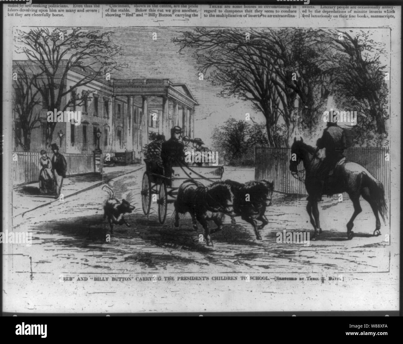 Reb and Billy Button carrying the president's children to school Stock ...