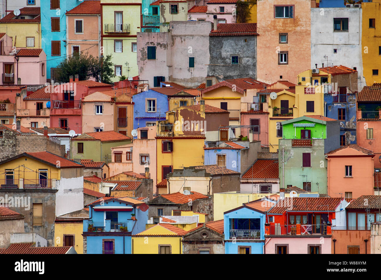 colorful traditional mediterranean houses, Italy Stock Photo - Alamy