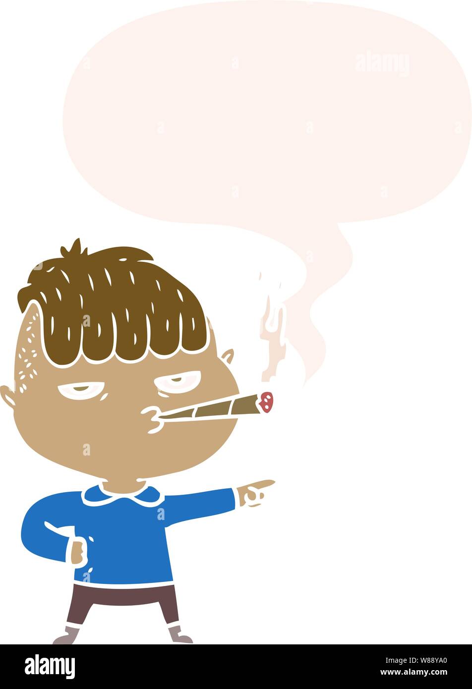 cartoon man smoking with speech bubble in retro style Stock Vector ...
