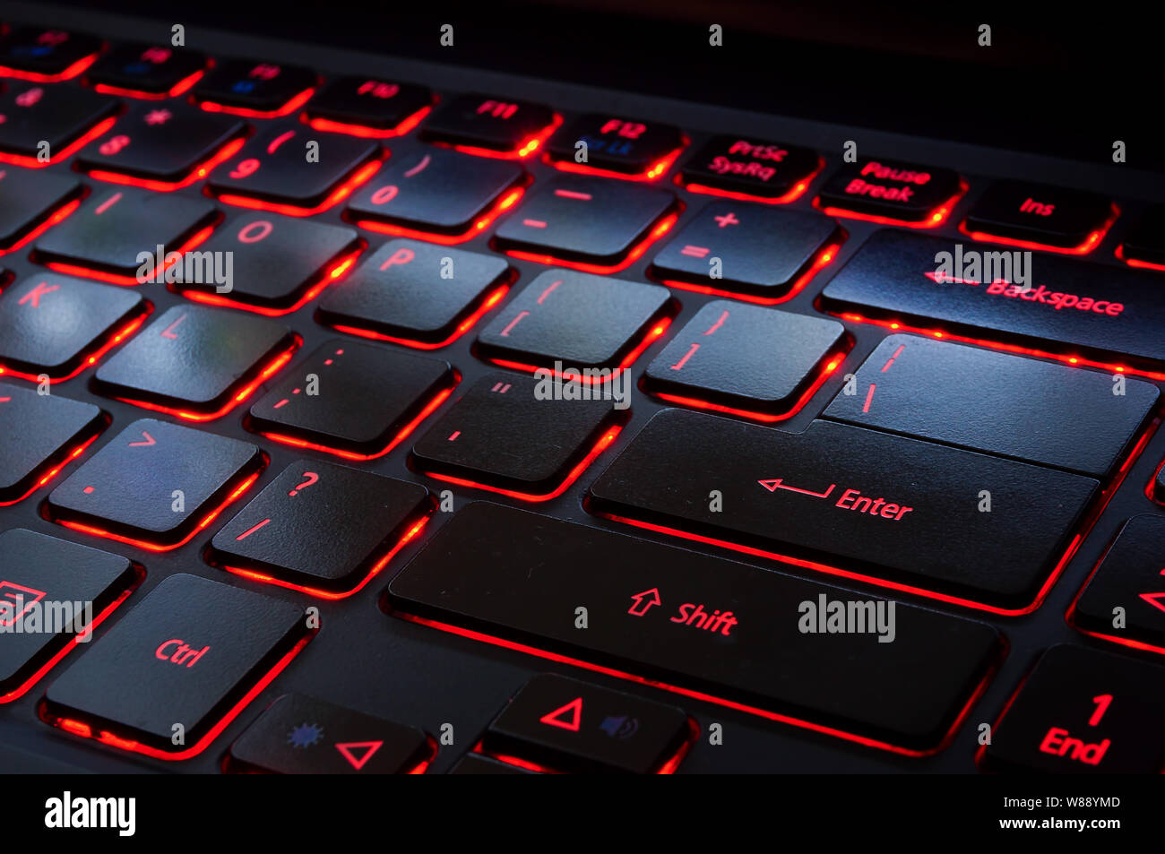 Keyboard with red back light Stock Photo - Alamy