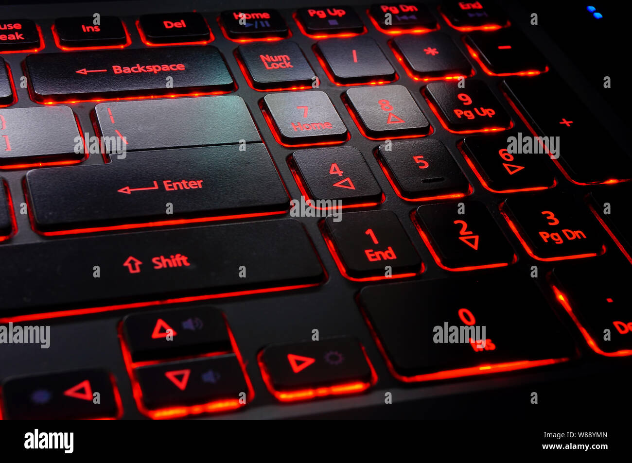 Keyboard with red back light Stock Photo - Alamy