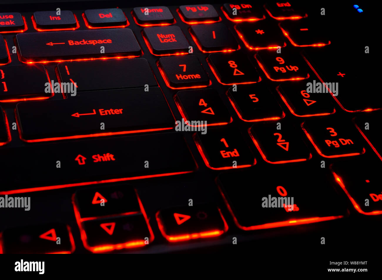 Keyboard with red back light Stock Photo - Alamy