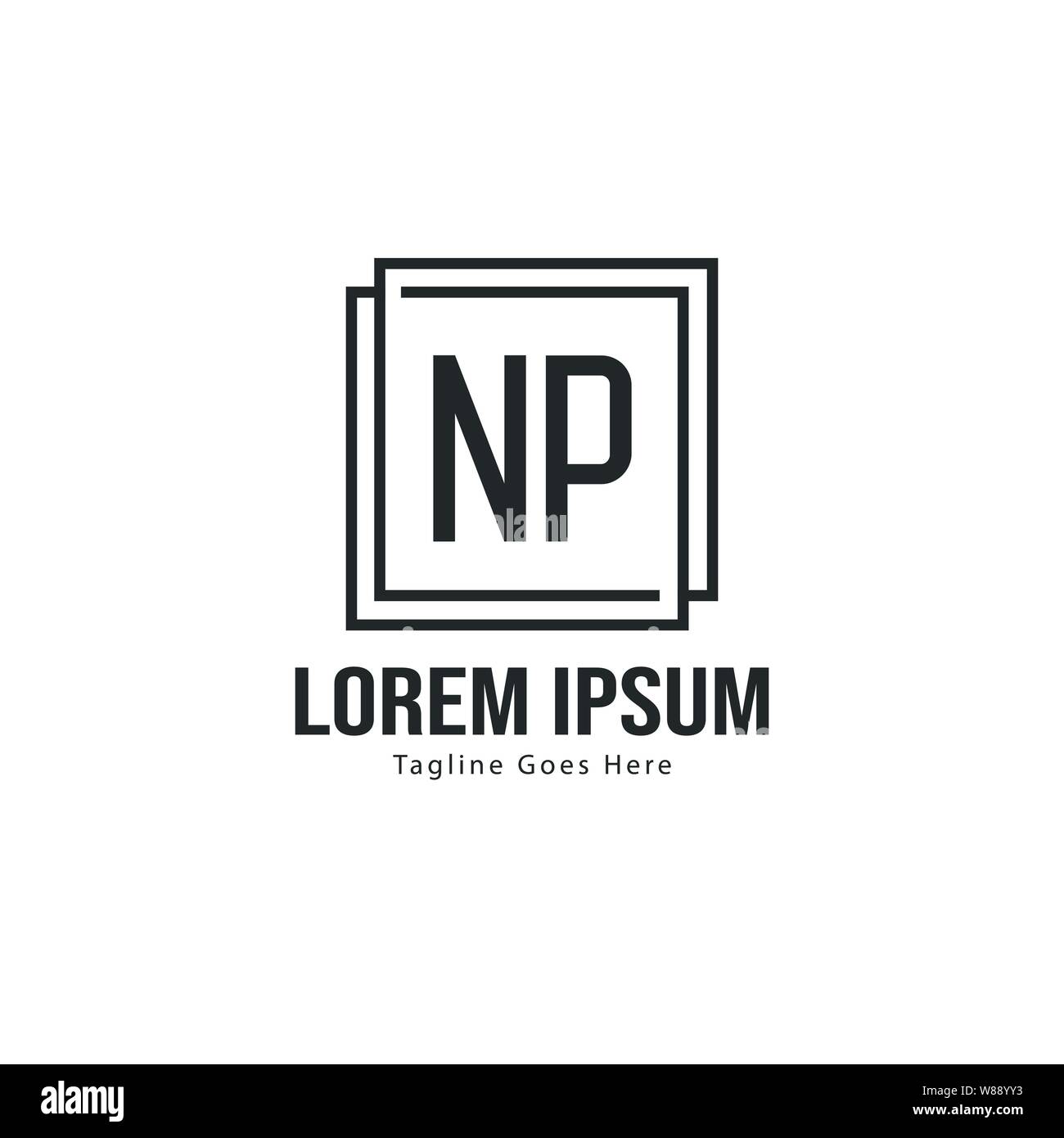 Initial NP logo template with modern frame. Minimalist NP letter logo ...