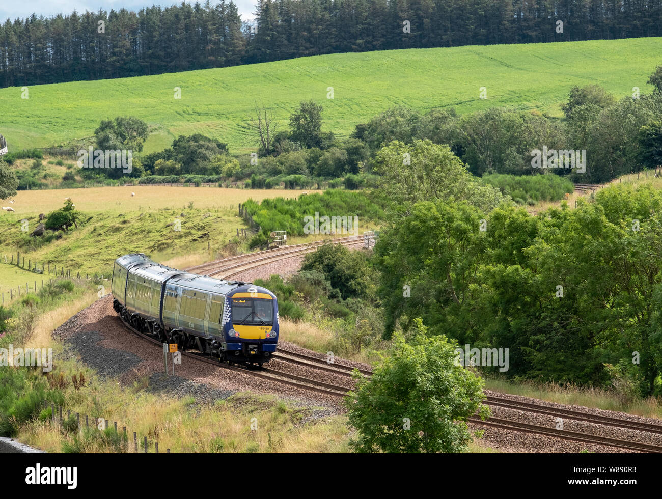 Scotrail passenger train on the new Scottish Borders railway between ...