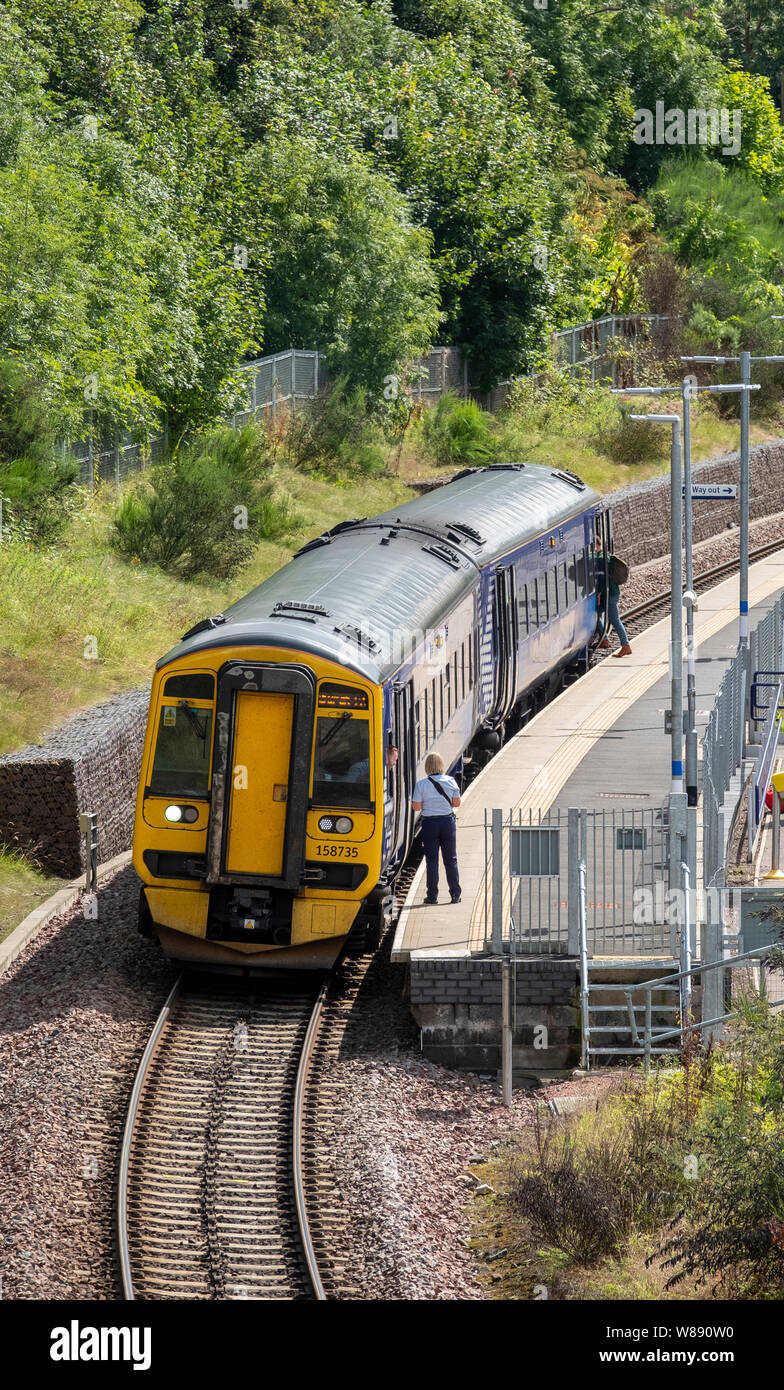 Scotrail passenger train at Gorebridge Station, Midlothian, Scotland ...