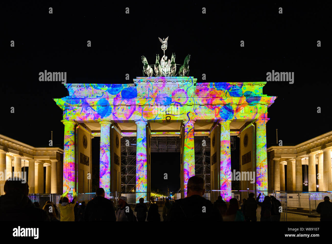 People enjoy event Festival of Lights, Berlin leuchtet, the projection ...