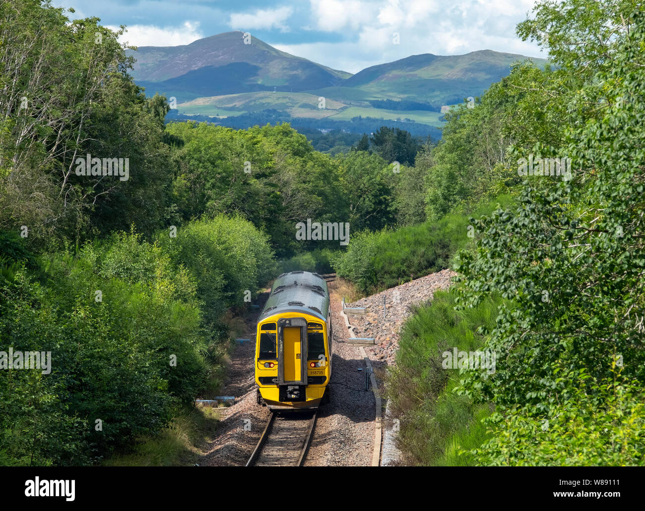 A Scotrail passenger train departing Gorebridge on route from Tweedbank ...