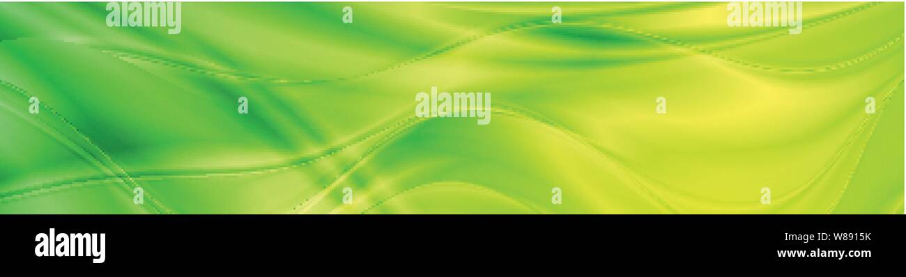 Abstract shiny bright green waves banner design. Vector wavy header ...