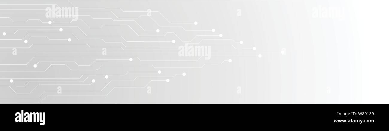 Tech grey futuristic circuit board abstract banner. Web header vector ...