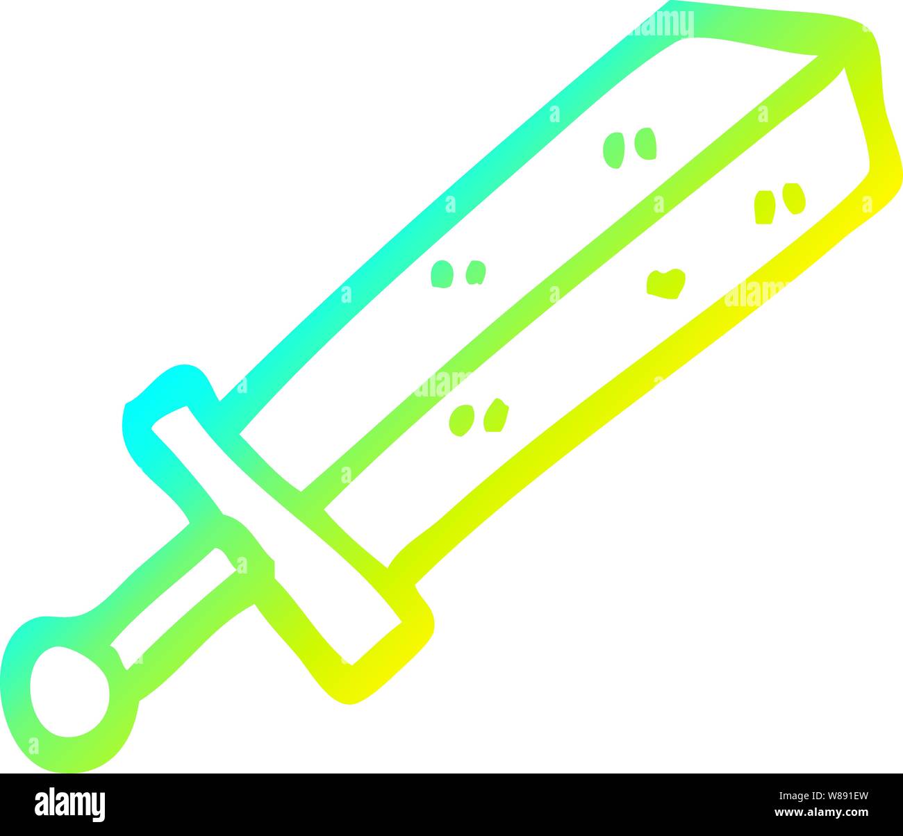 cold gradient line drawing of a cartoon sword Stock Vector Image & Art ...