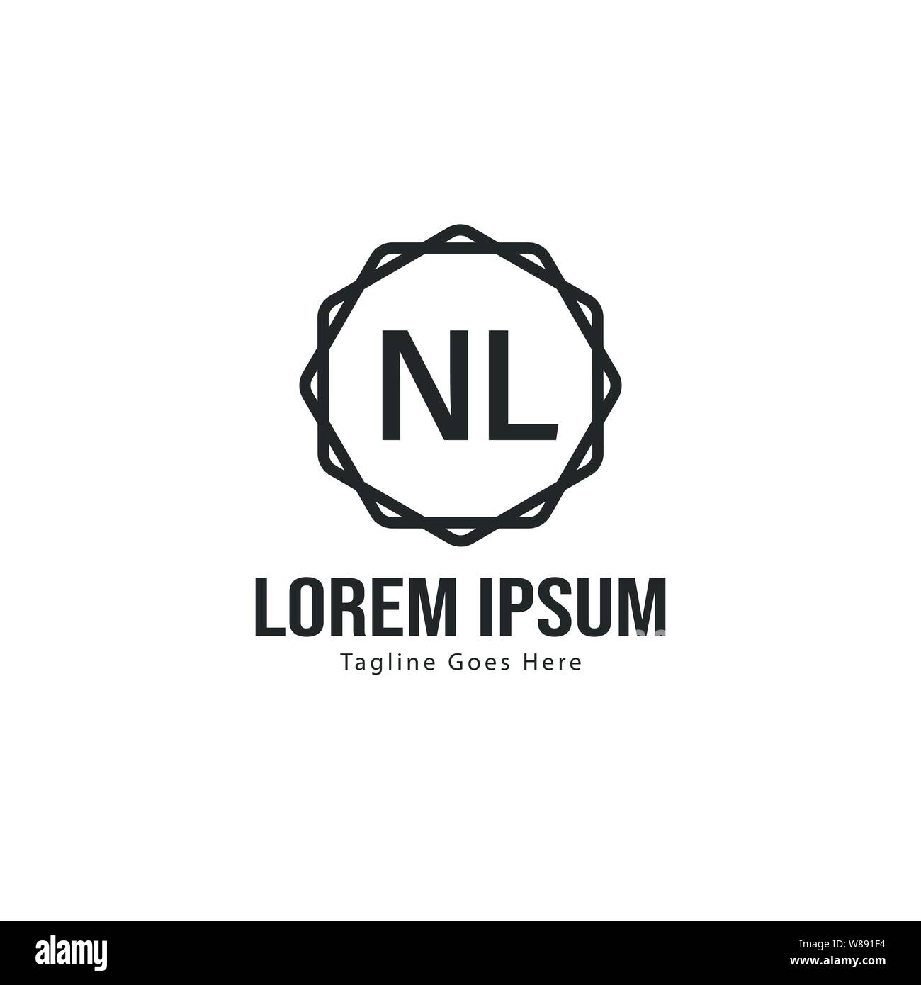 Initial NL logo template with modern frame. Minimalist NL letter logo ...