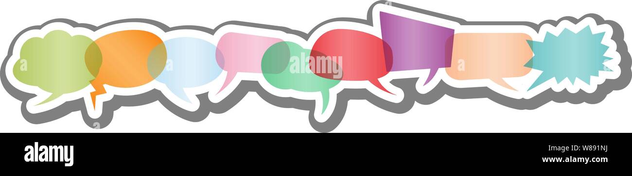 set of pastel colored comic speech bubbles or speech balloons on white ...