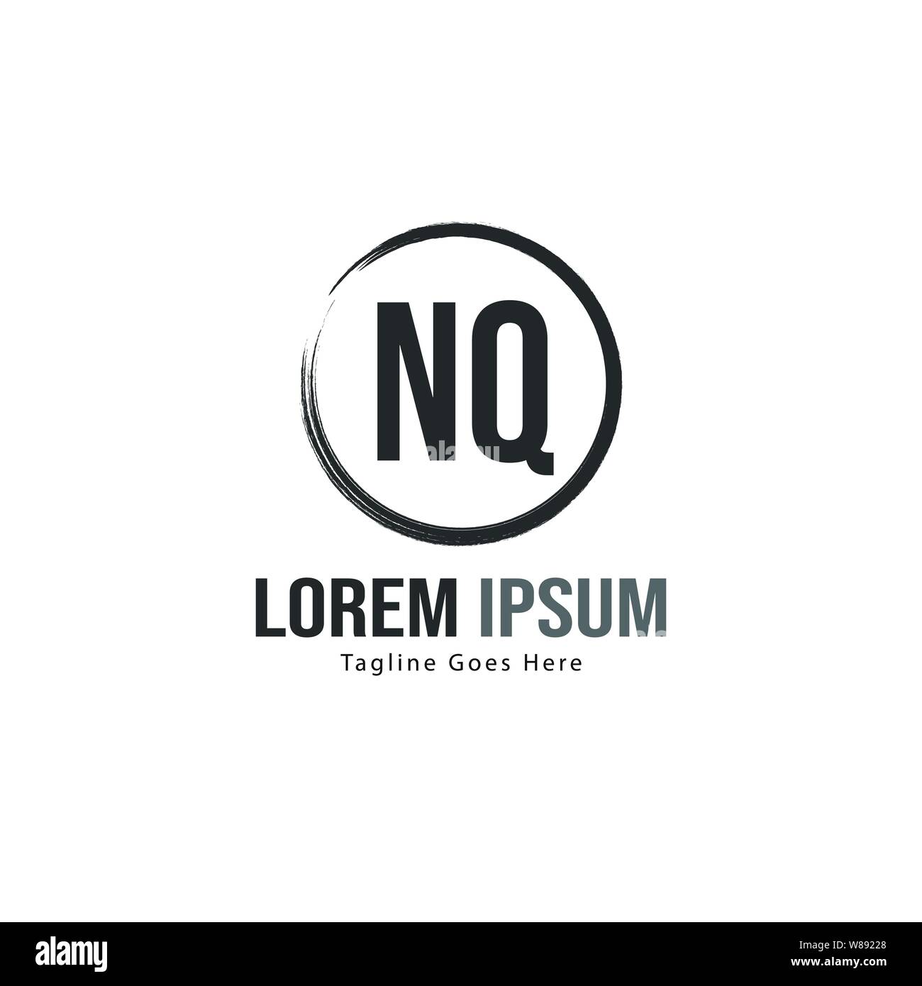 Initial NQ logo template with modern frame. Minimalist NQ letter logo ...