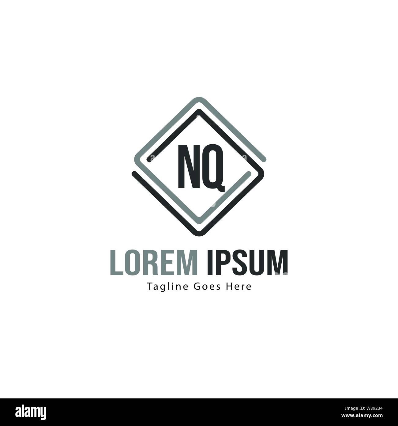 Initial NQ logo template with modern frame. Minimalist NQ letter logo ...