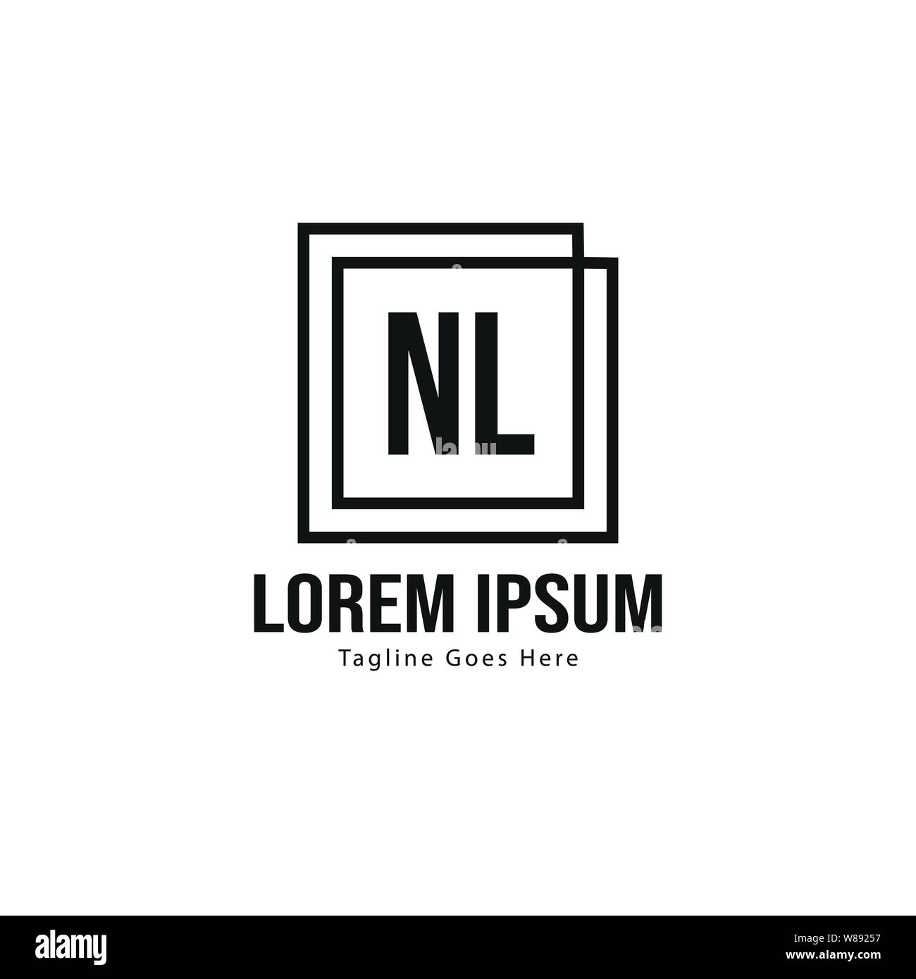 Initial NL logo template with modern frame. Minimalist NL letter logo ...