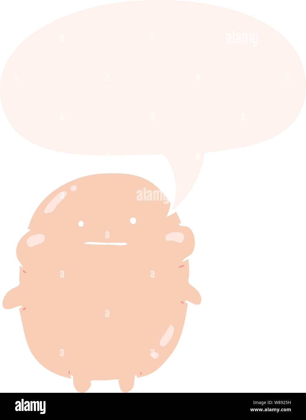 cute fat cartoon human with speech bubble in retro style Stock Vector ...