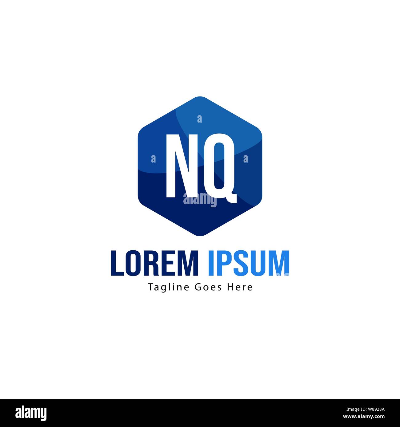 Initial NQ logo template with modern frame. Minimalist NQ letter logo ...