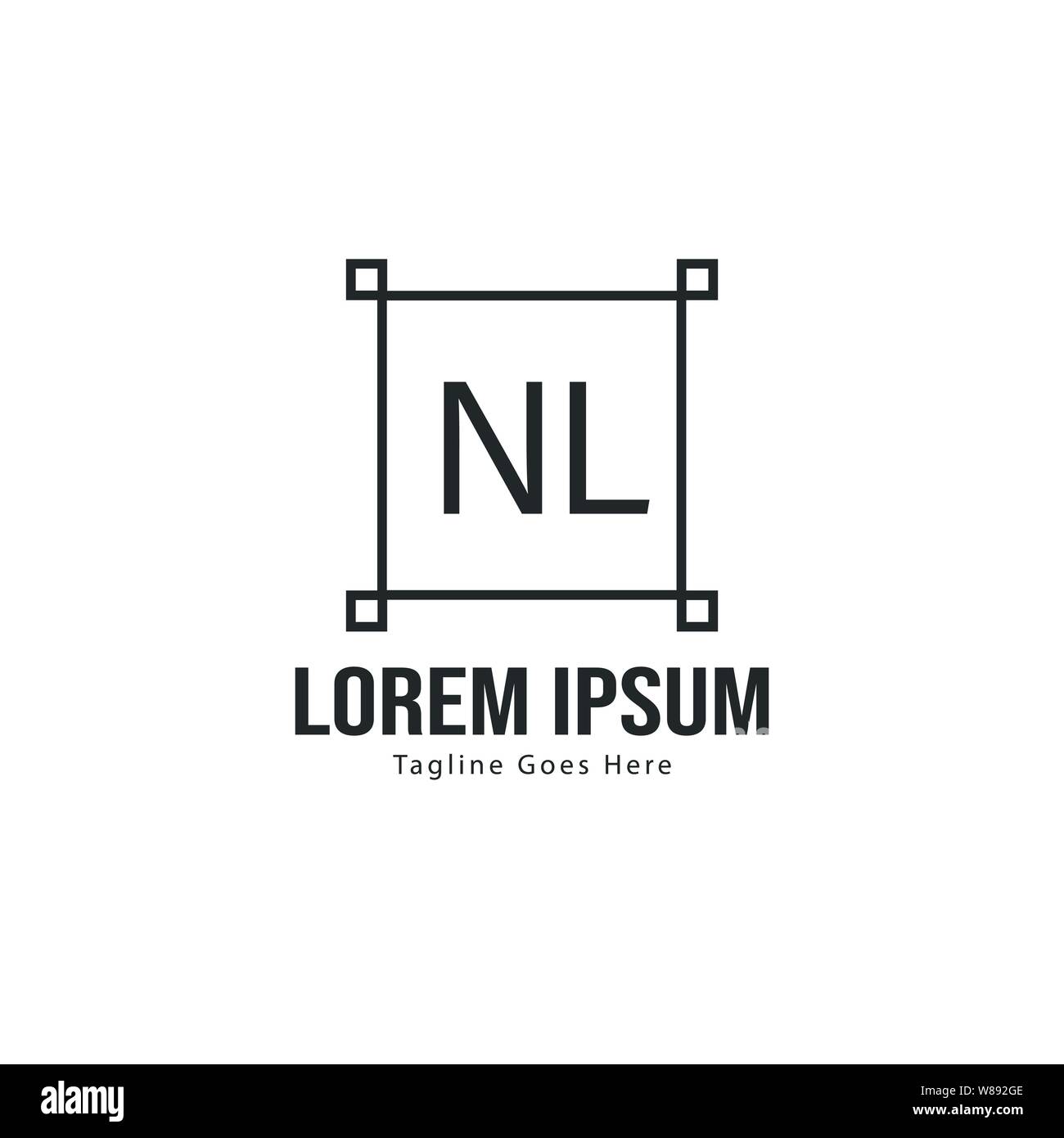 Initial NL logo template with modern frame. Minimalist NL letter logo ...