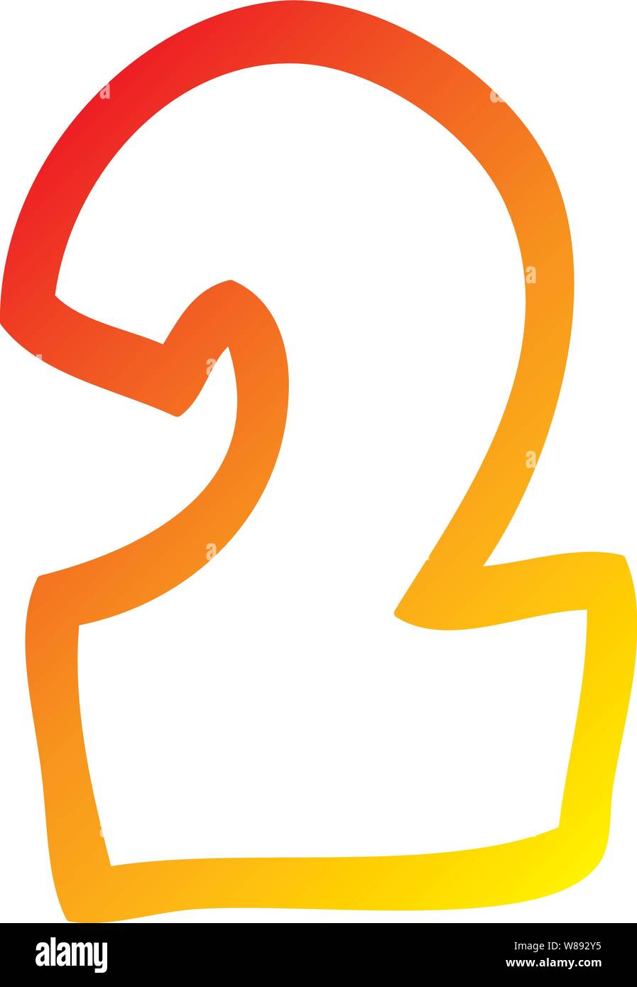 warm gradient line drawing of a cartoon number 2 Stock Vector Image ...