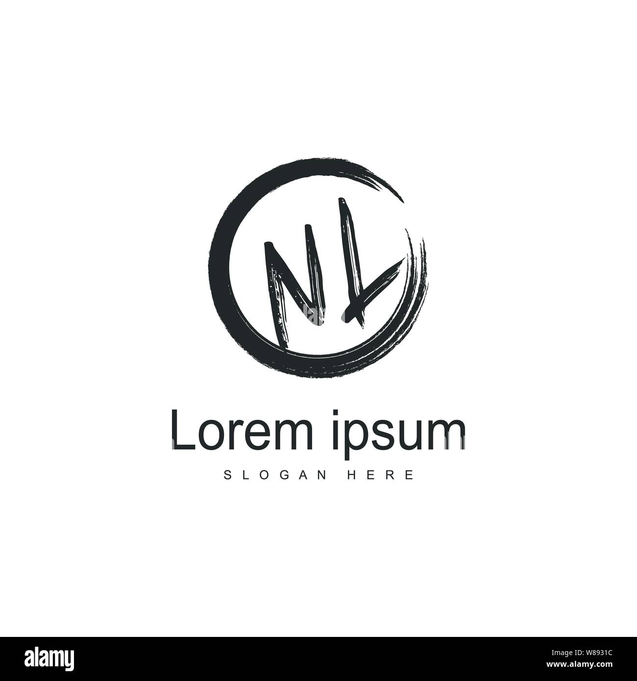 Initial NL logo template with modern frame. Minimalist NL letter logo ...