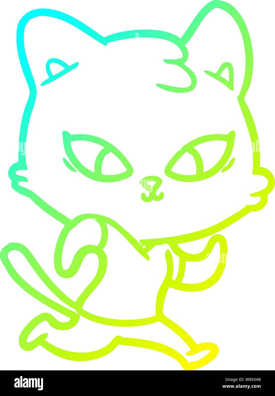 cold gradient line drawing of a cute cartoon cat Stock Vector Image ...