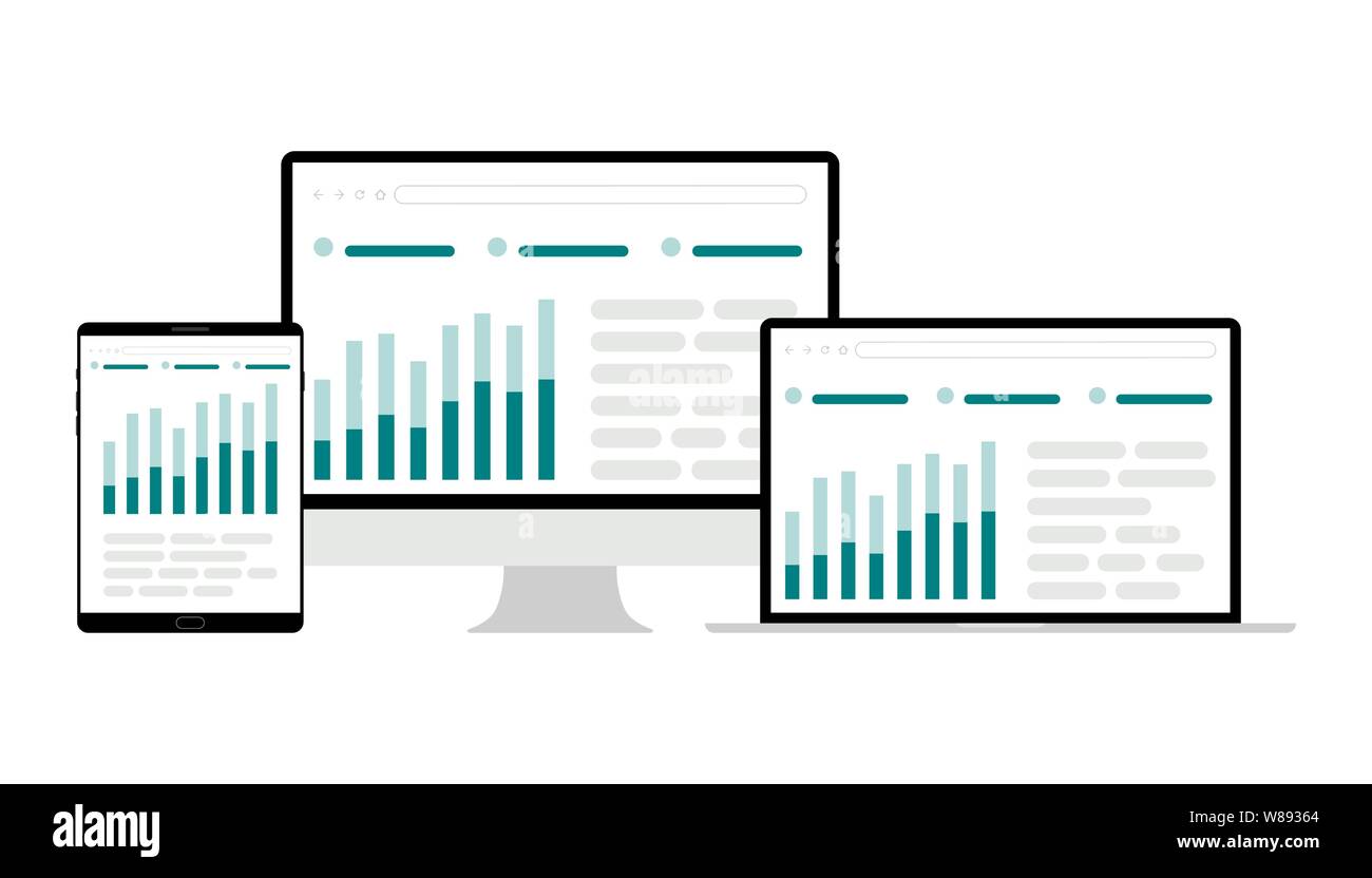 Vector illustration of Data analysis business information research ...