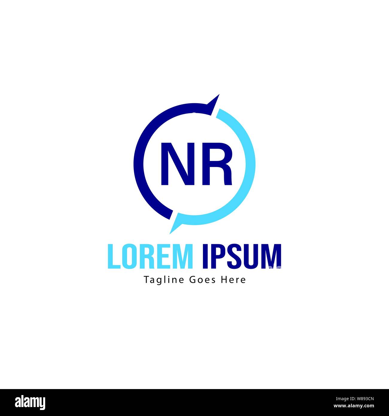 Initial NR logo template with modern frame. Minimalist NR letter logo ...