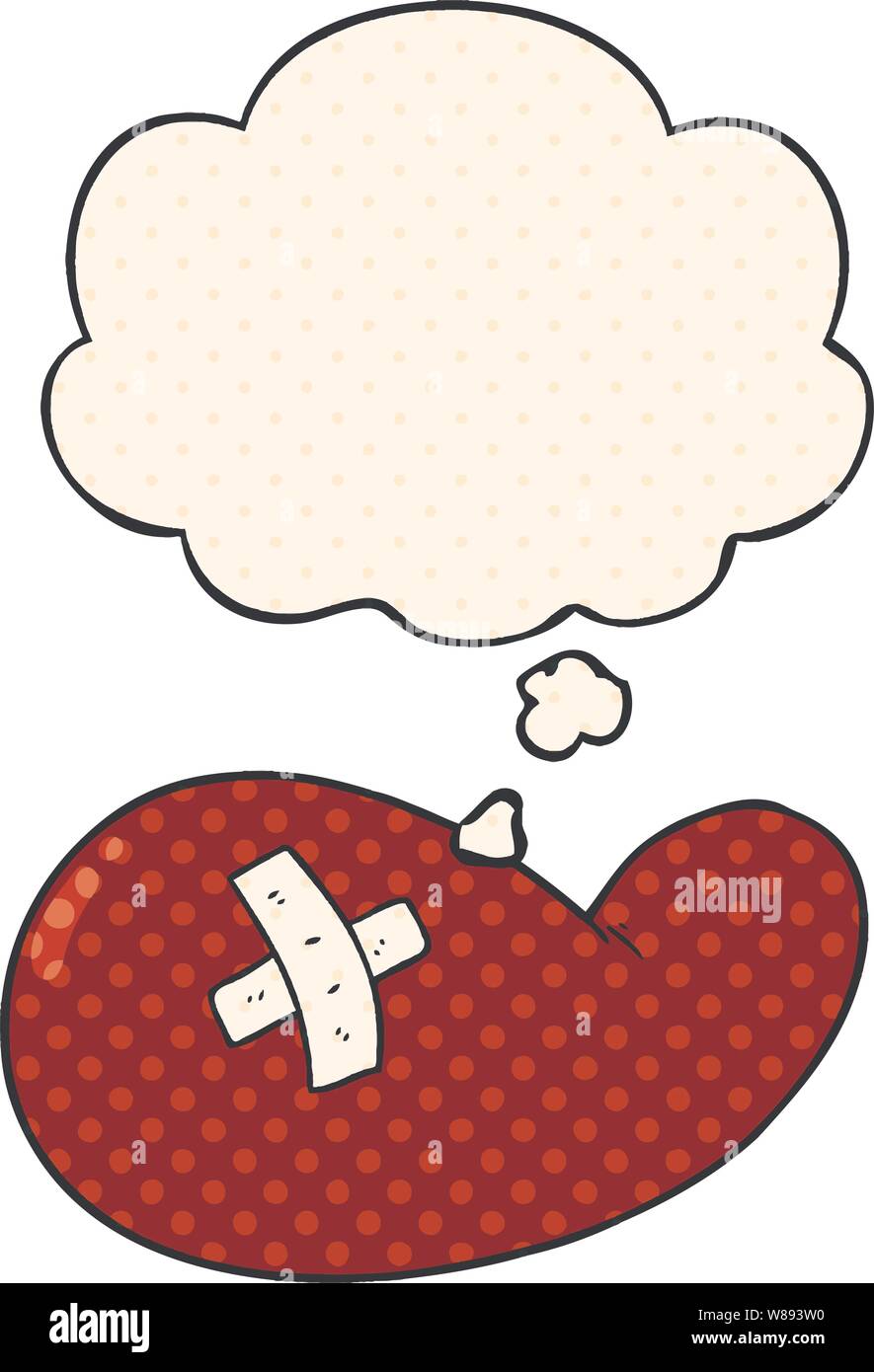 cartoon injured gall bladder with thought bubble in comic book style ...