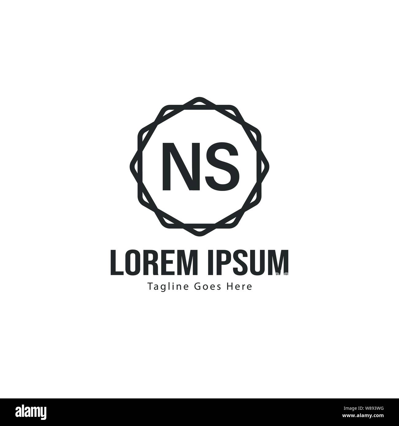 Initial NS logo template with modern frame. Minimalist NS letter logo ...