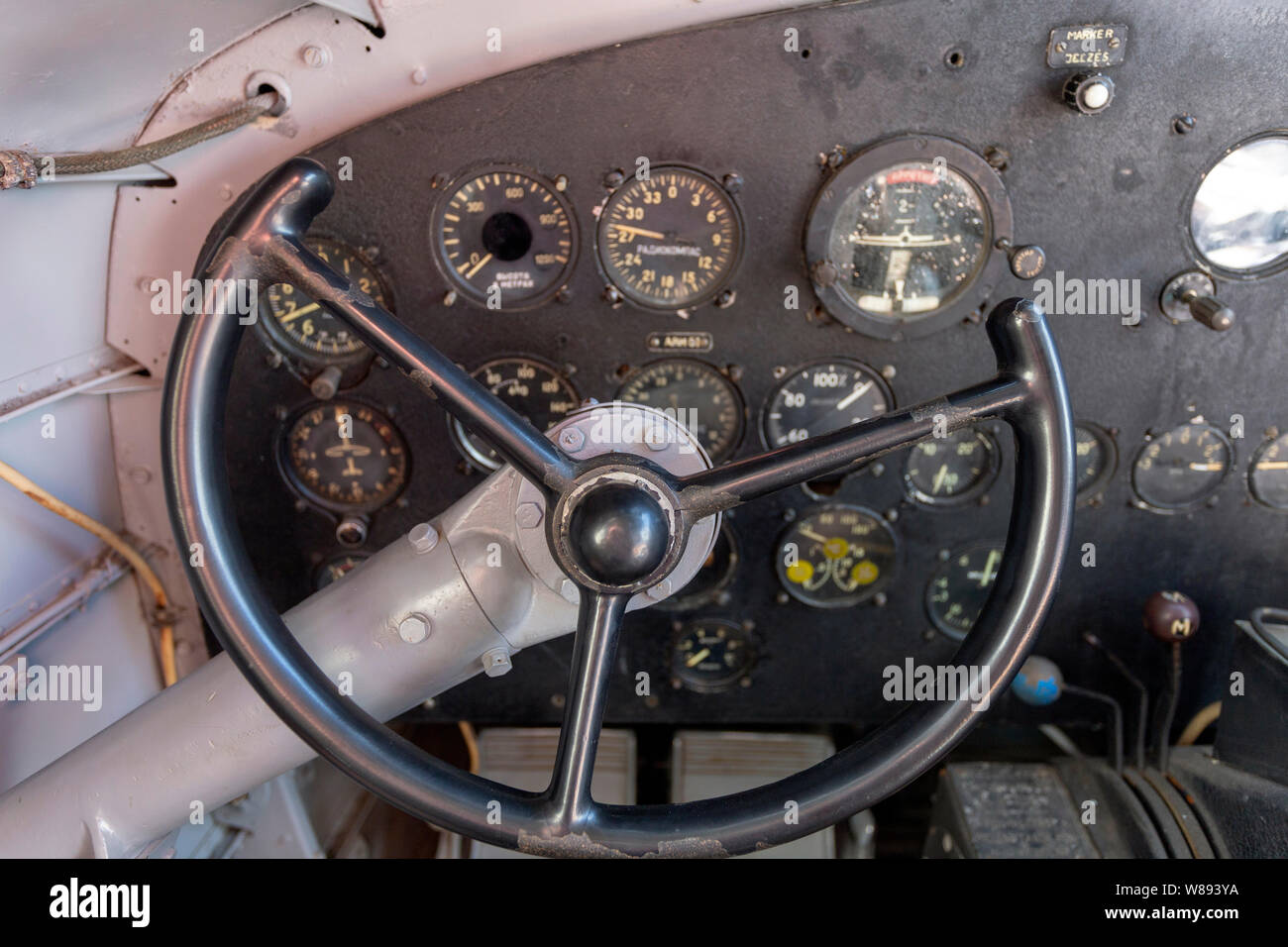 Cockpit of an old soviet propeller airplane Stock Photo - Alamy