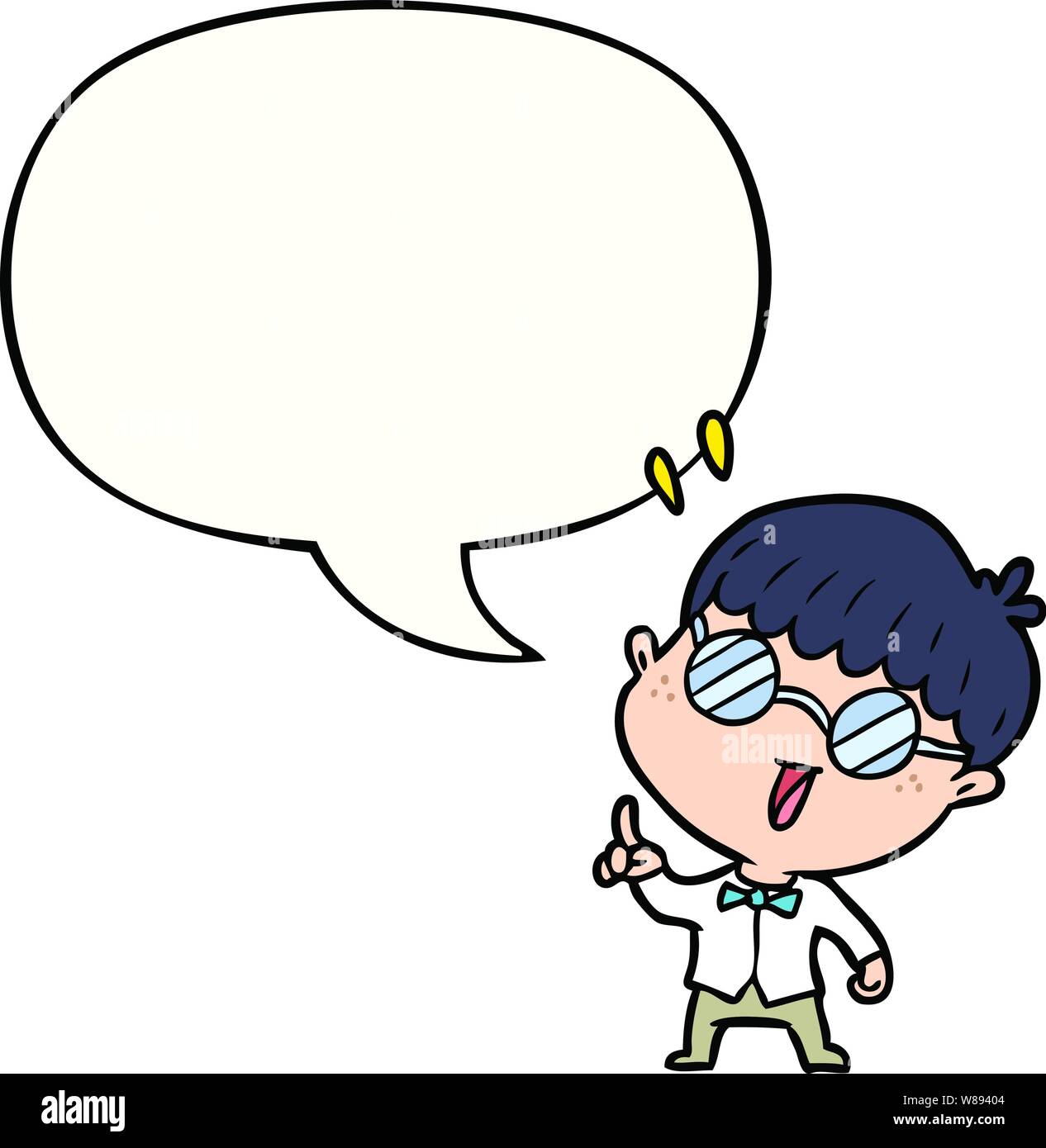 cartoon clever boy with idea with speech bubble Stock Vector Image ...