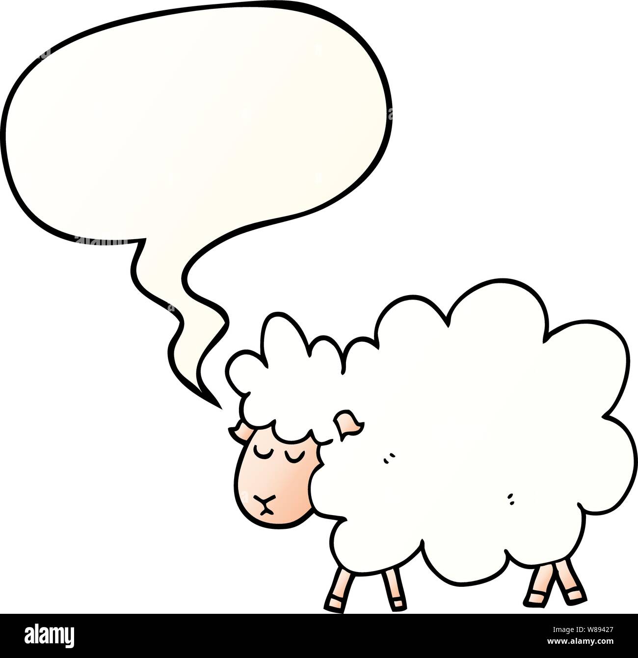 cartoon sheep with speech bubble in smooth gradient style Stock Vector ...