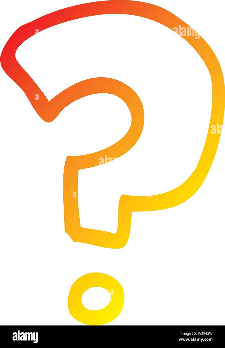 warm gradient line drawing of a cartoon question mark Stock Vector ...