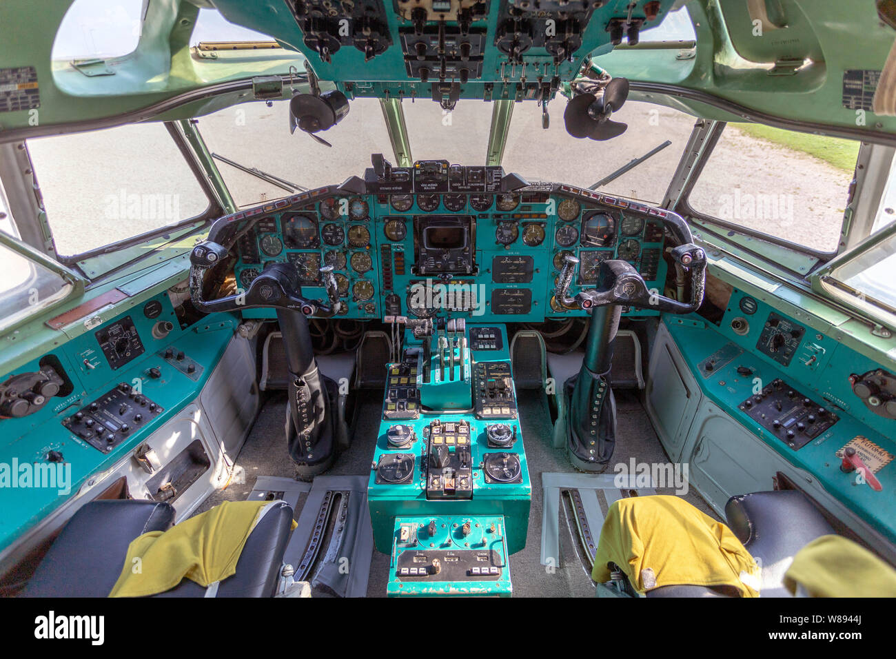 Cockpit of an old russian airplane Stock Photo - Alamy
