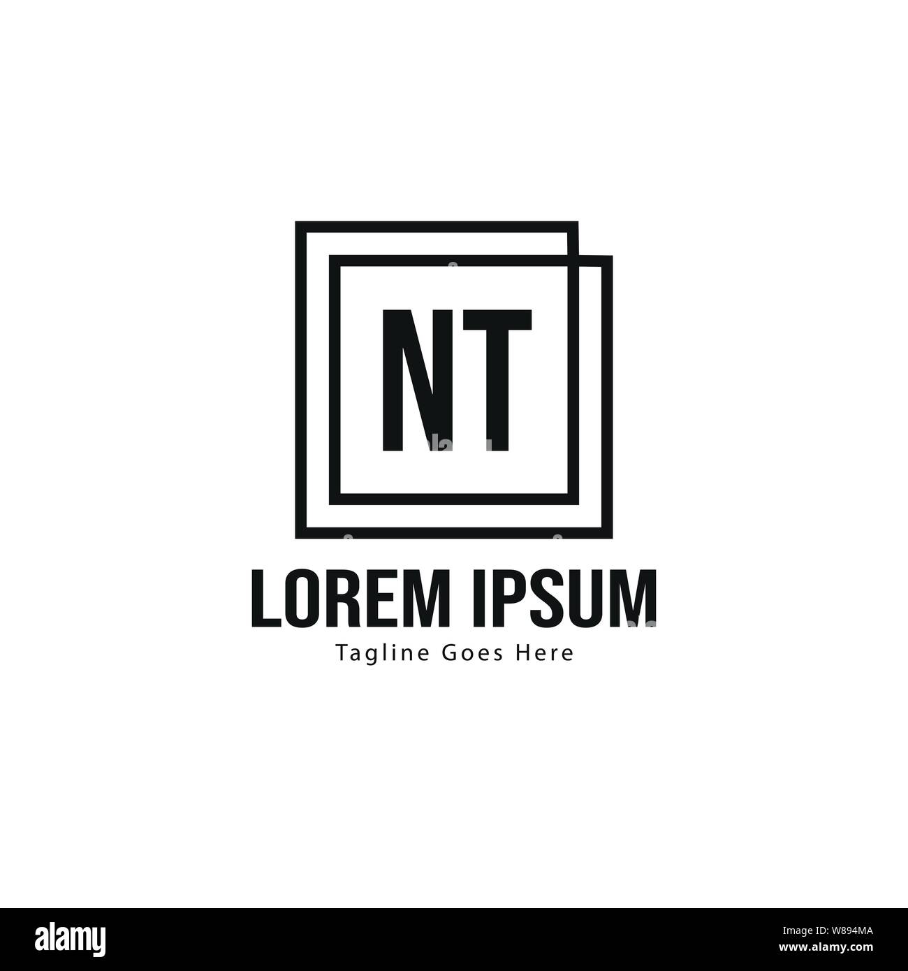 Initial NT logo template with modern frame. Minimalist NT letter logo ...