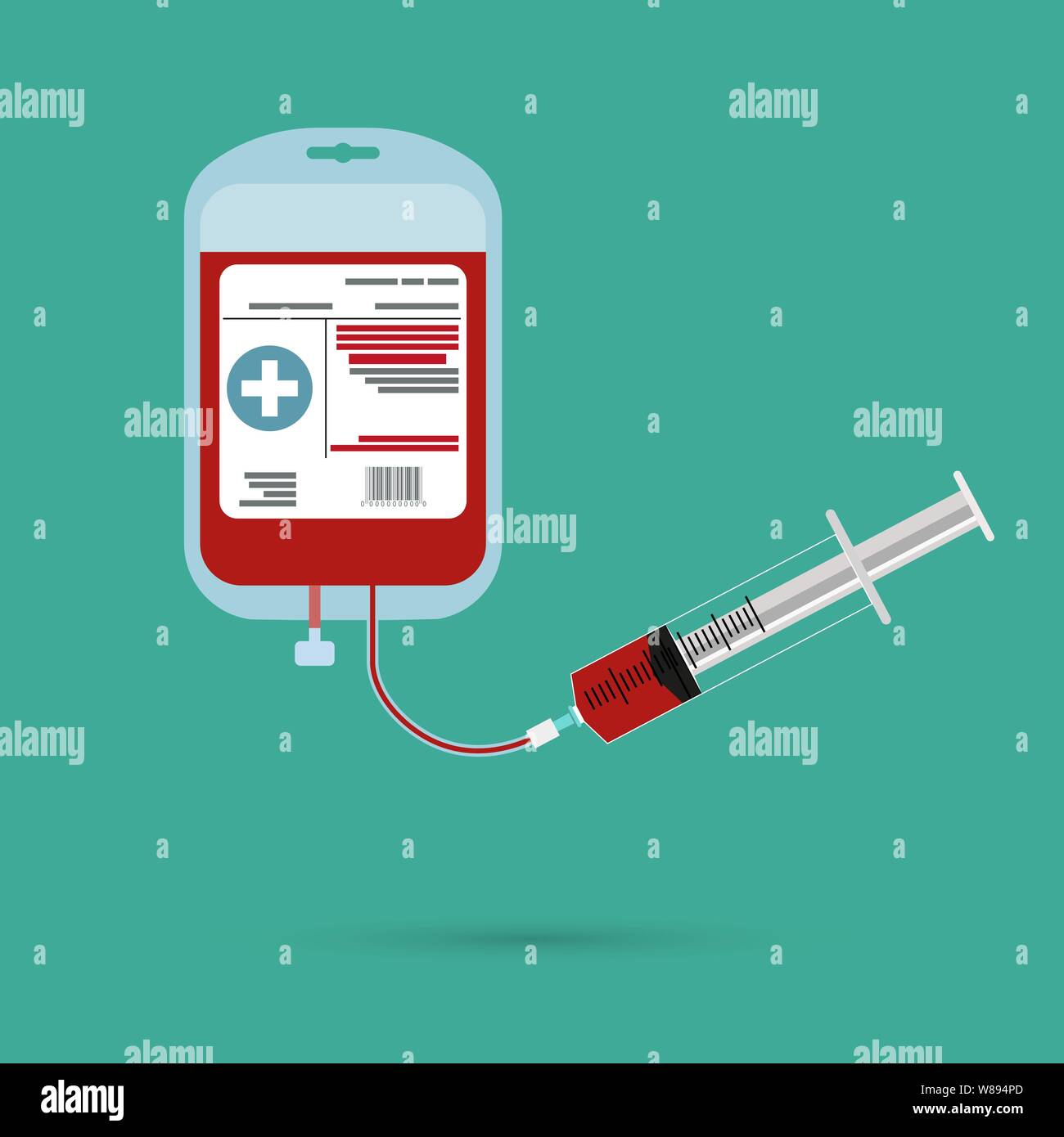 Blood bag, pack with donor hands isolated on white background. Blood ...