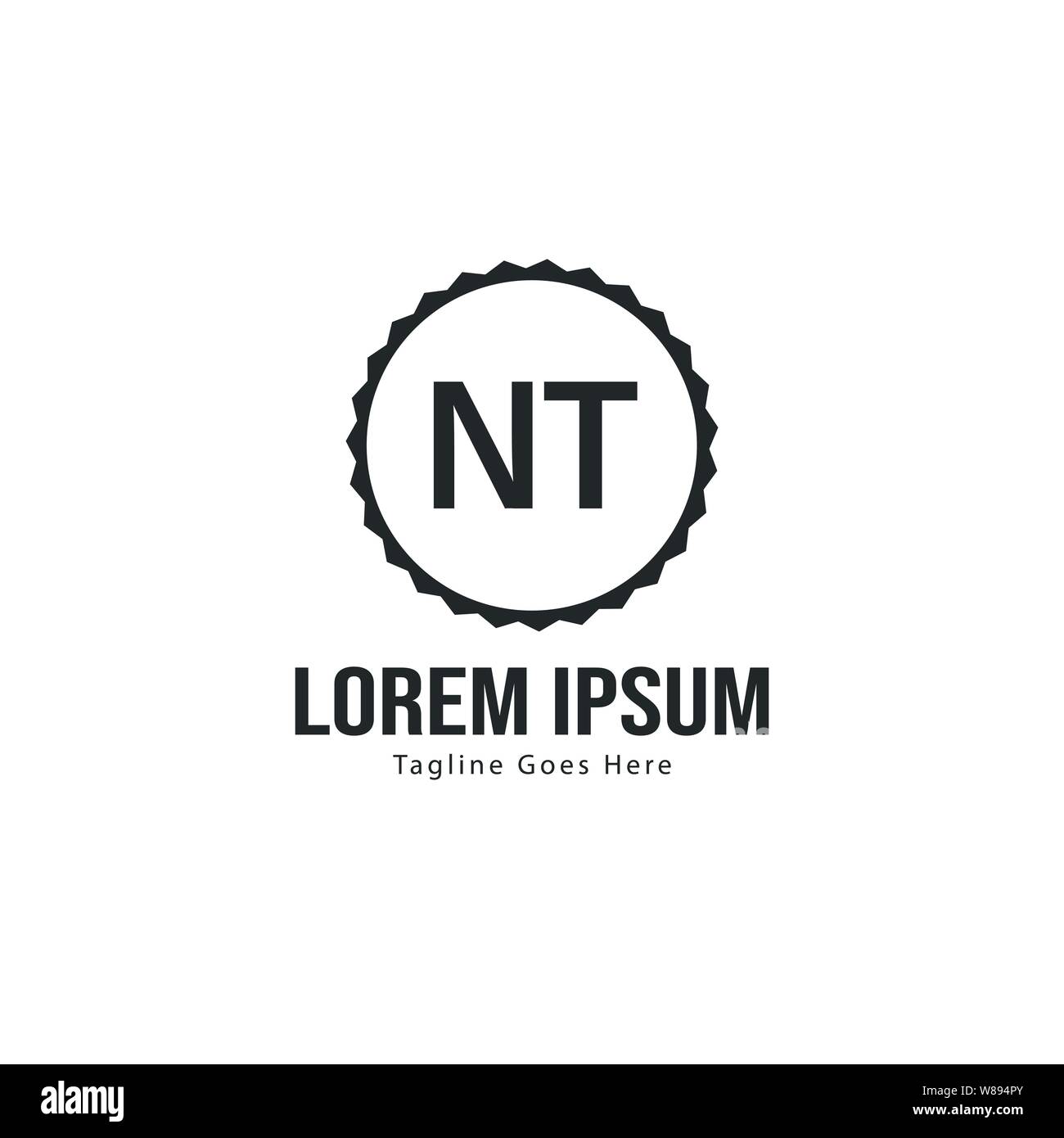 Initial NT logo template with modern frame. Minimalist NT letter logo ...